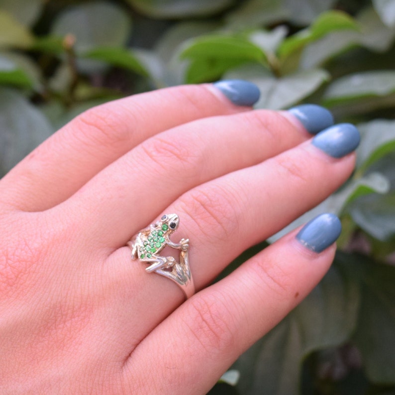 Frog Ring Silver Frog Rings Animal Ring Silver Ring With - Etsy