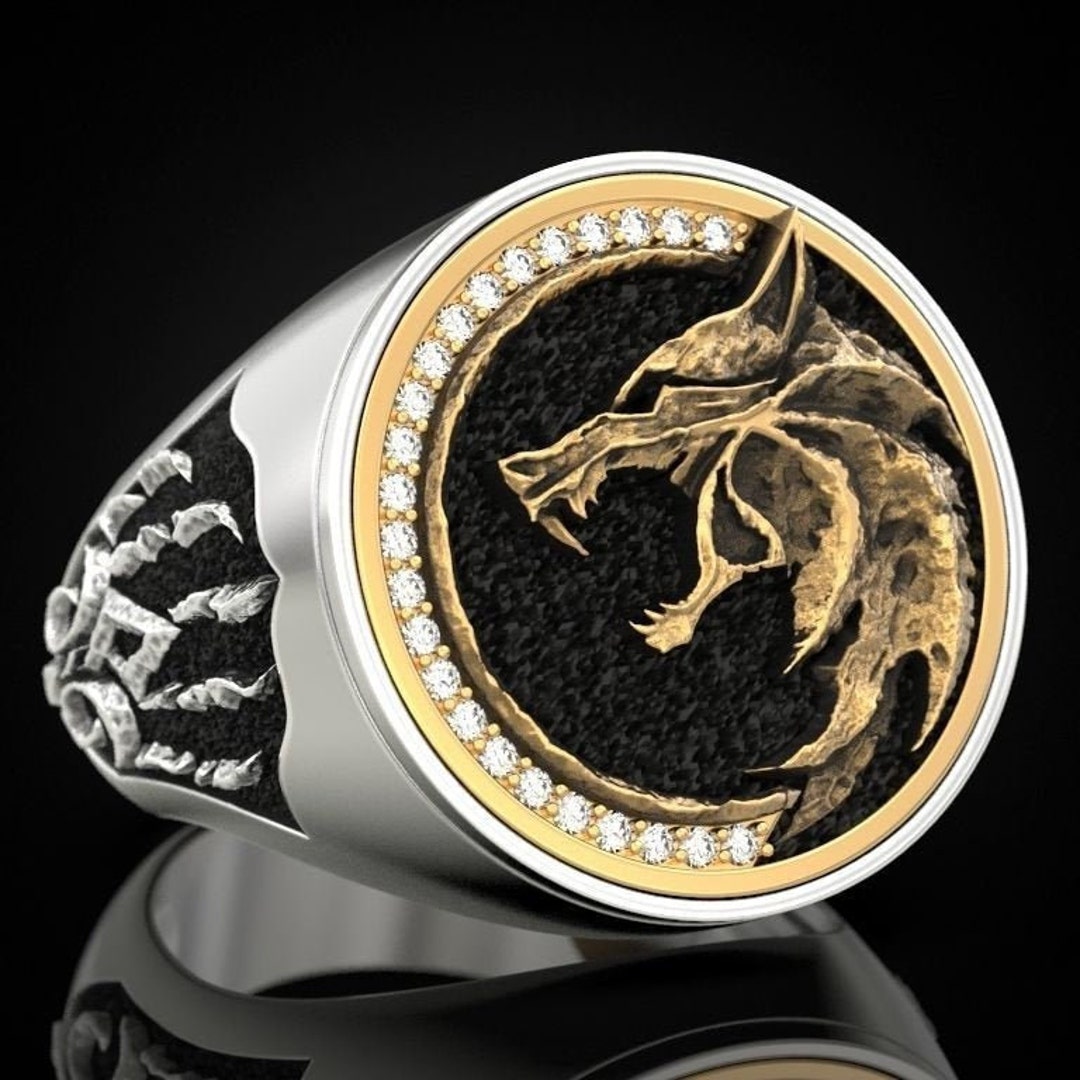 Wolf Ring, Witcher Ring, Silver Signet Ring, Witcher Gift - Etsy