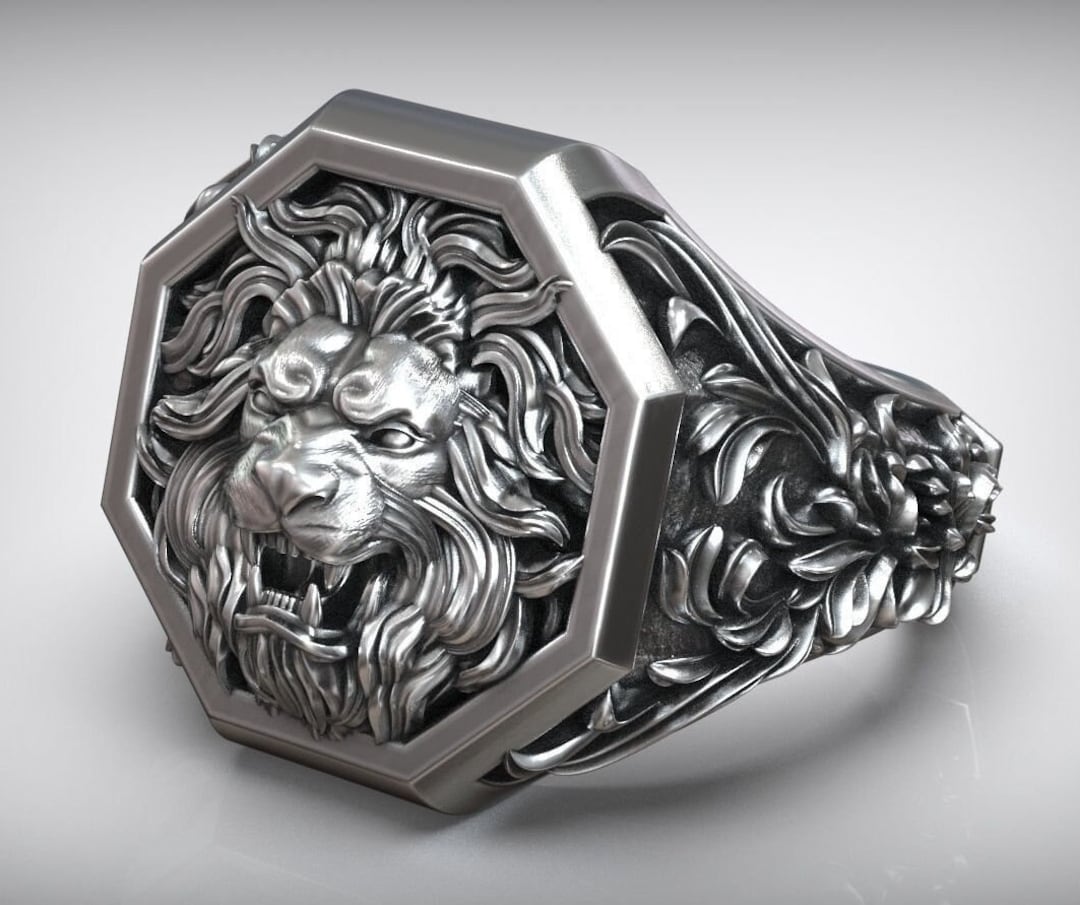 Leo Signet Ring, King Lion Ring, Lion Head Ring, Lion Head Royal ...
