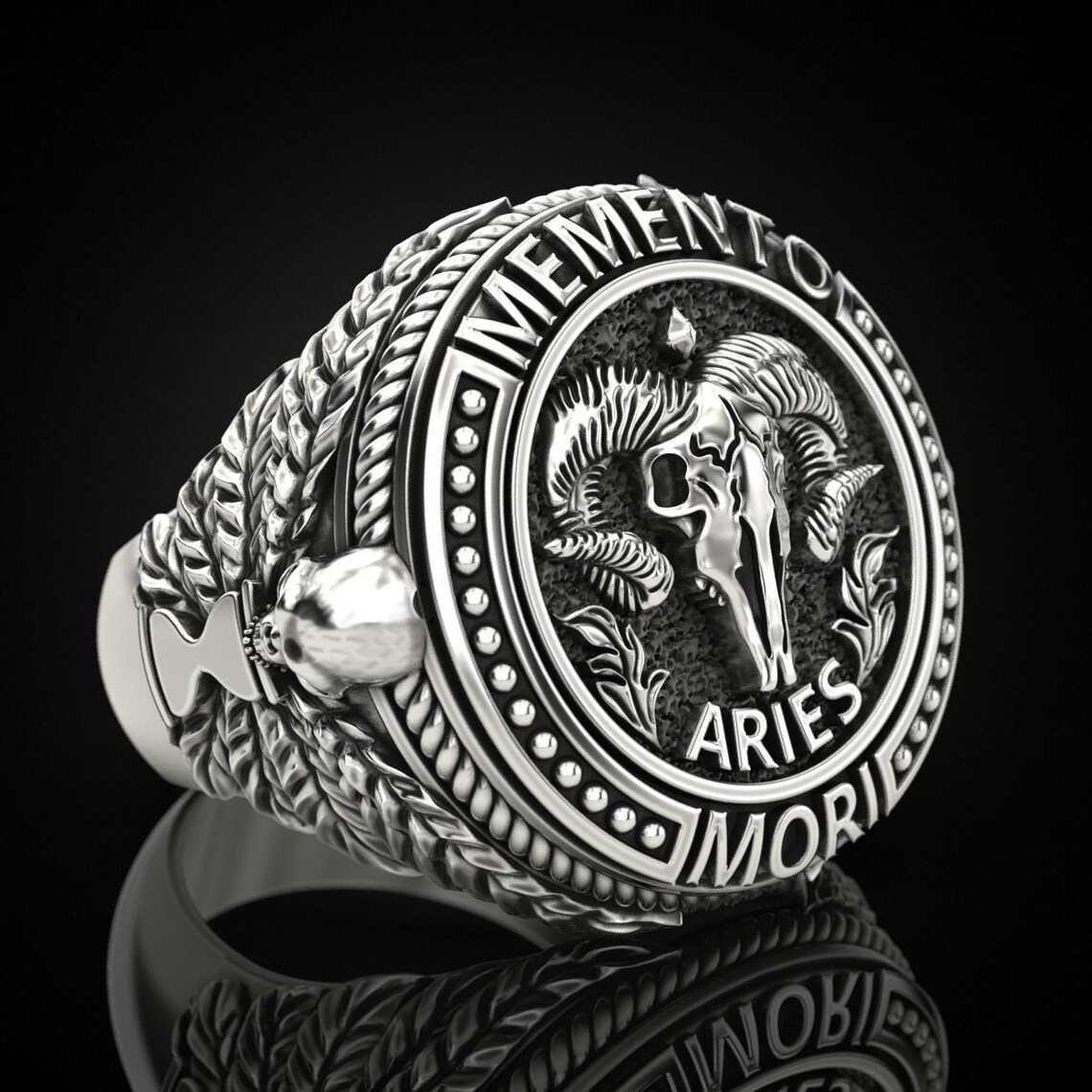Aries Ring Aries Zodiac Sign Ring Zodiac Skull Ring Aries | Etsy