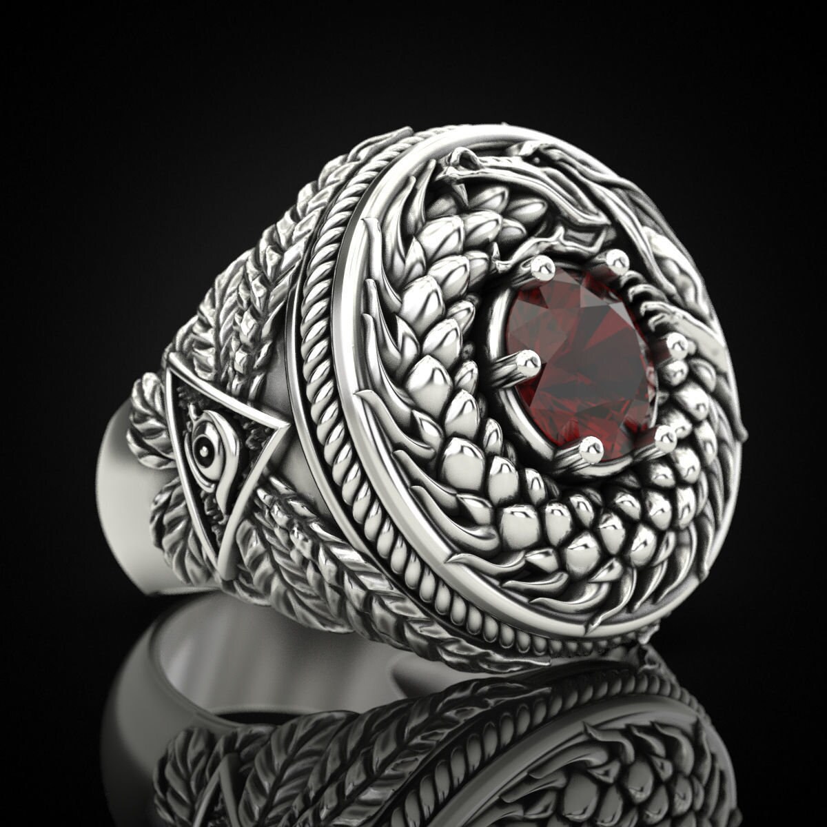 Ouroboros Dragon Ring Dragon Ring Silver Signet Ring Dragon | Etsy