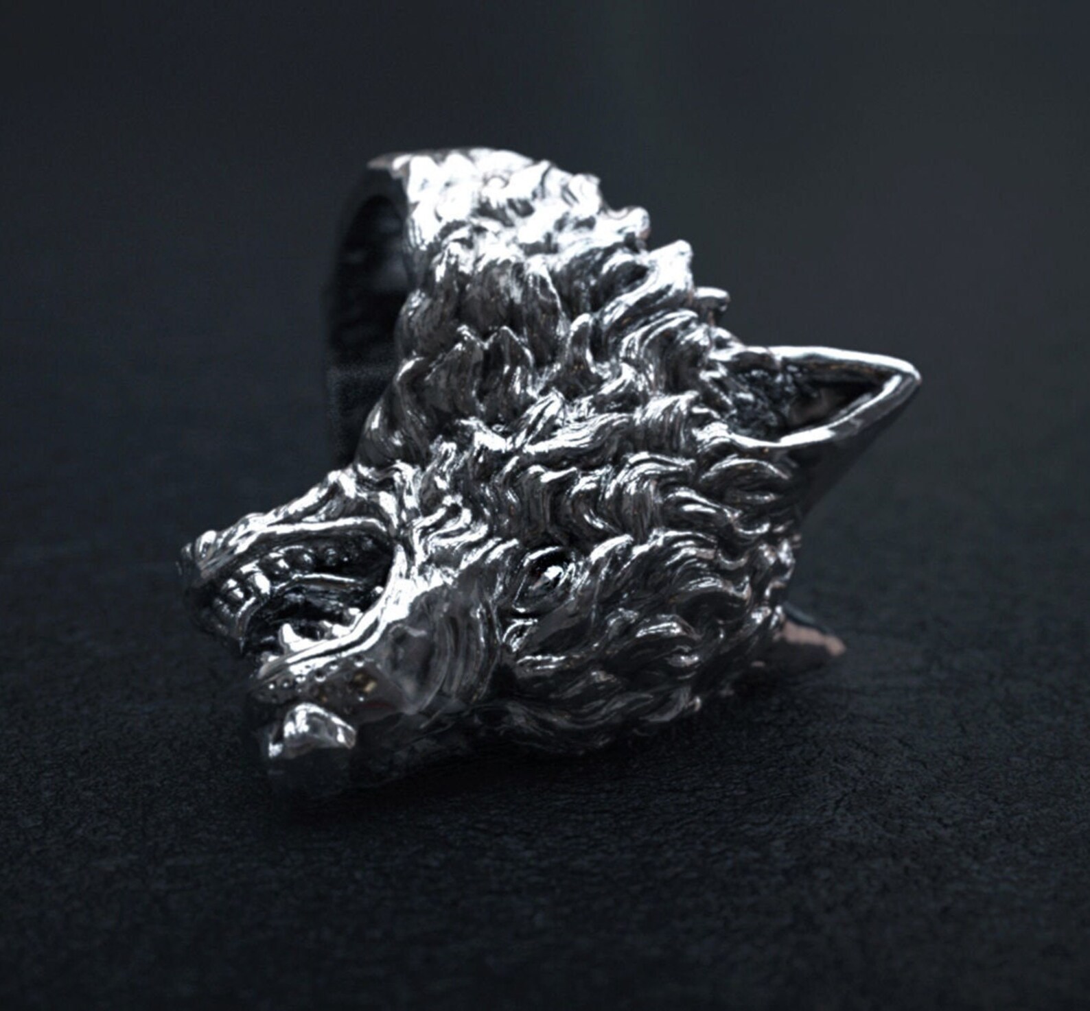 Silver Wolf Ring Wolf Head Ring Mens Animal Jewelry Alpha - Etsy