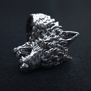 Silver Wolf Ring, Wolf Head Ring, Mens Animal Jewelry, Alpha Wolf ...