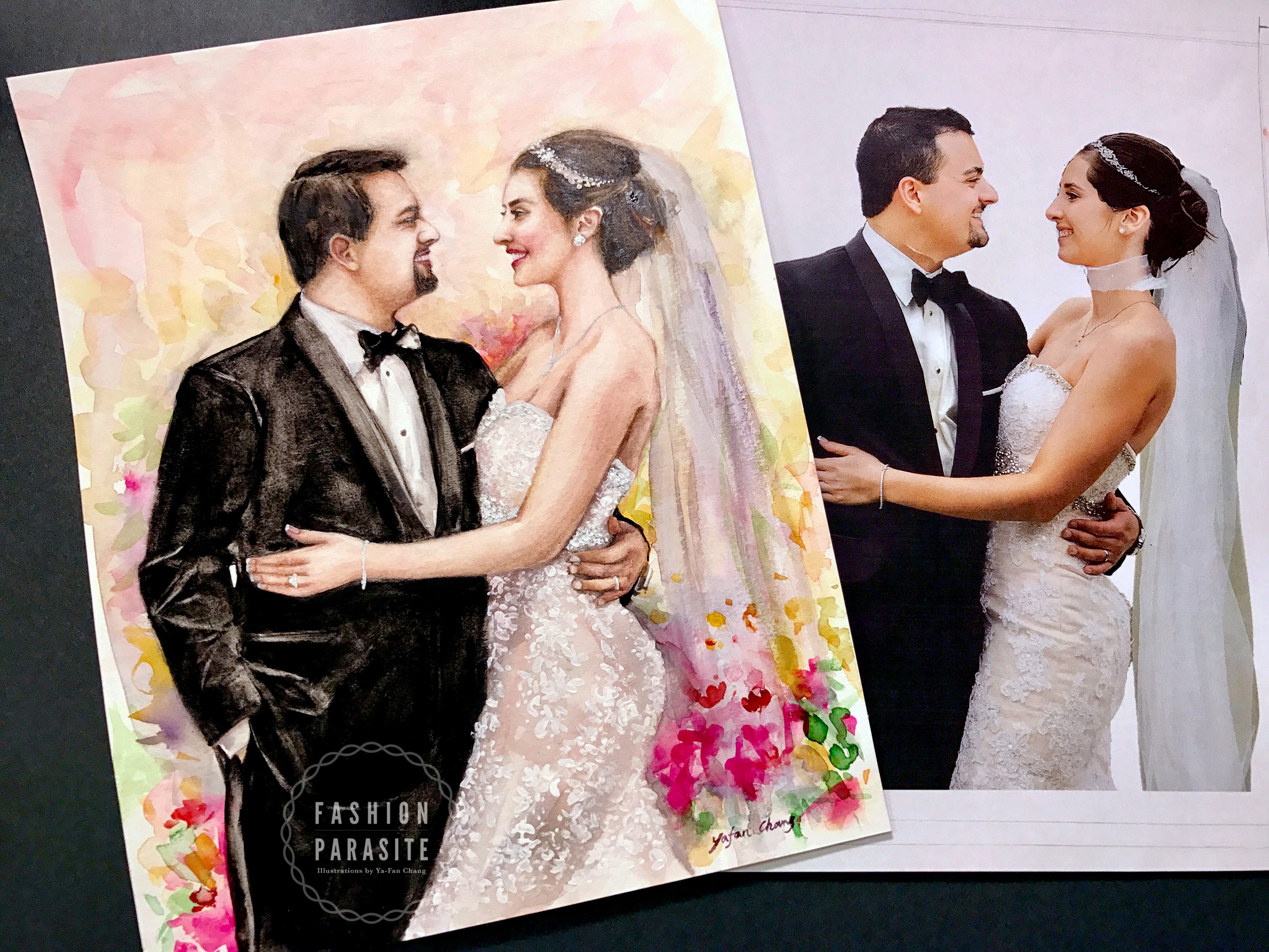 Watercolor Couple Portrait, Couple Illustration, Wedding Portrait ...