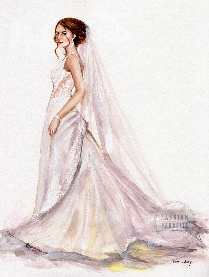 Custom Bride Illustration, Custom Bridal Portrait, Custom Wedding ...