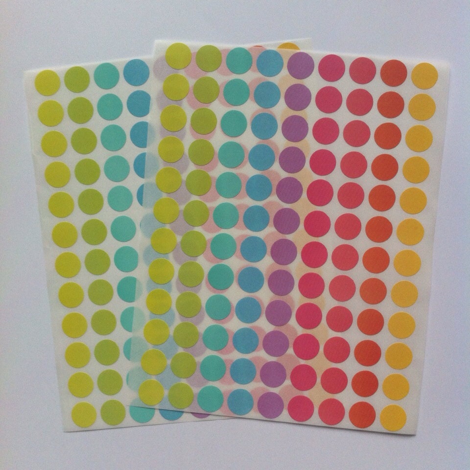 Round stickers Pastel Colors 12 mm 2 sheets 216 pcs | Etsy
