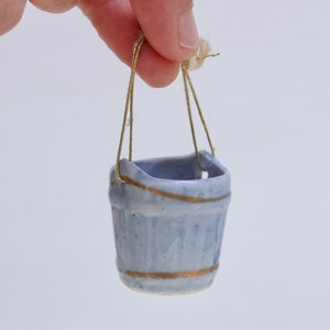 Miniature Porcelain Bucket in Light Blue - Vintage Rustic Dollhouse ...