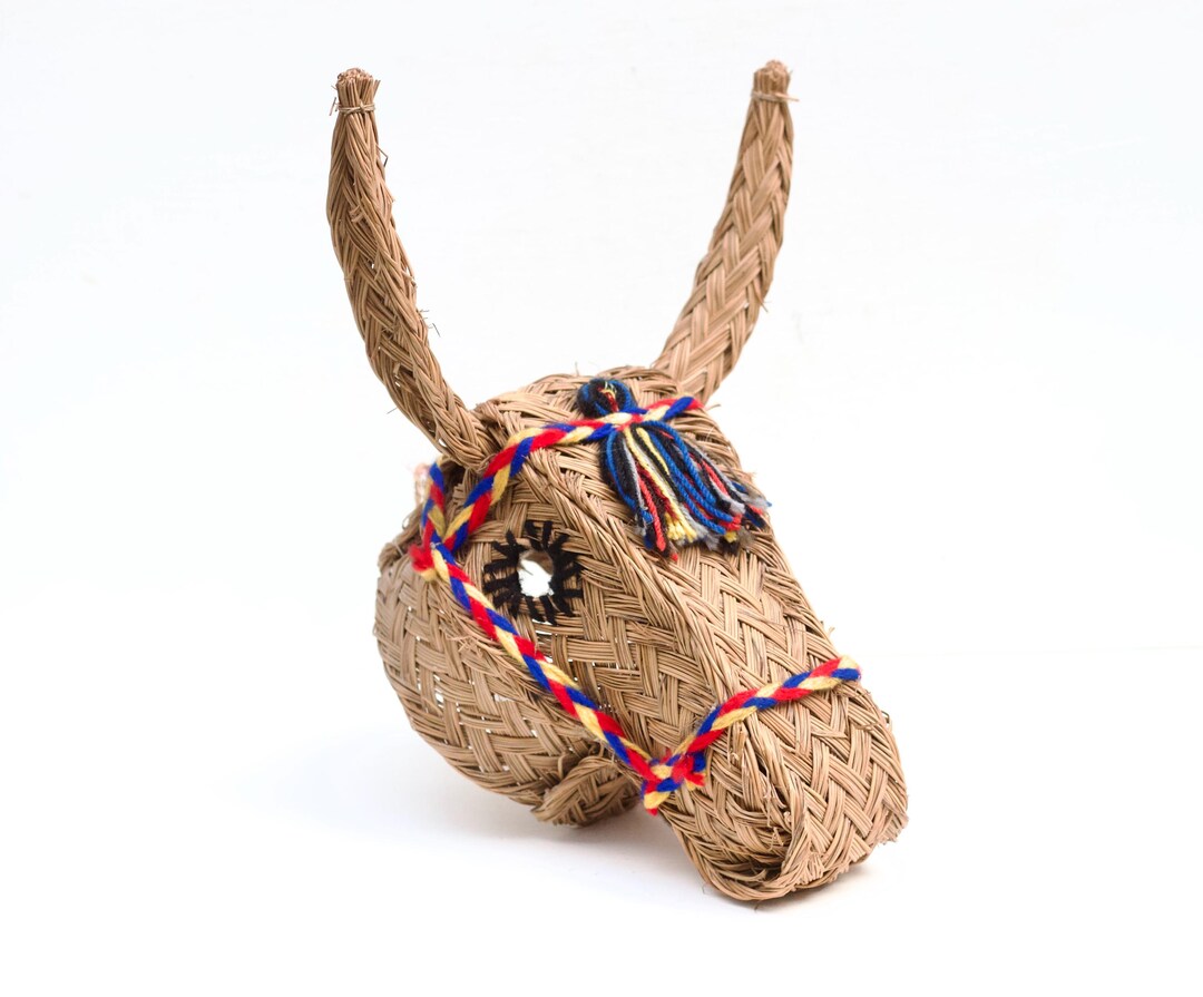 Vintage Rattan Donkey Head Sculpture – 1970s Boho Wall Decor - Etsy
