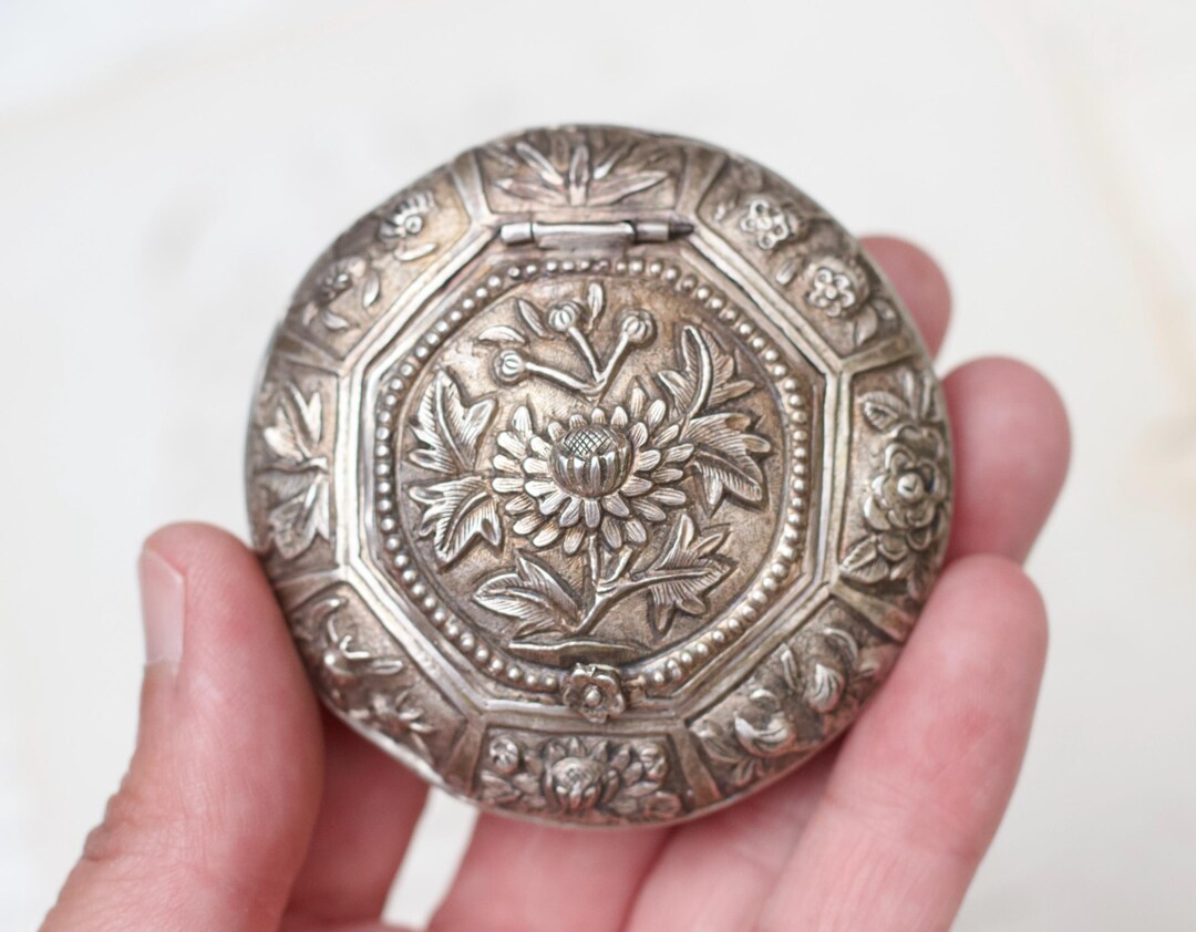 Antique Victorian Compact Mirror and Powder and Rouge Compact Silver ...