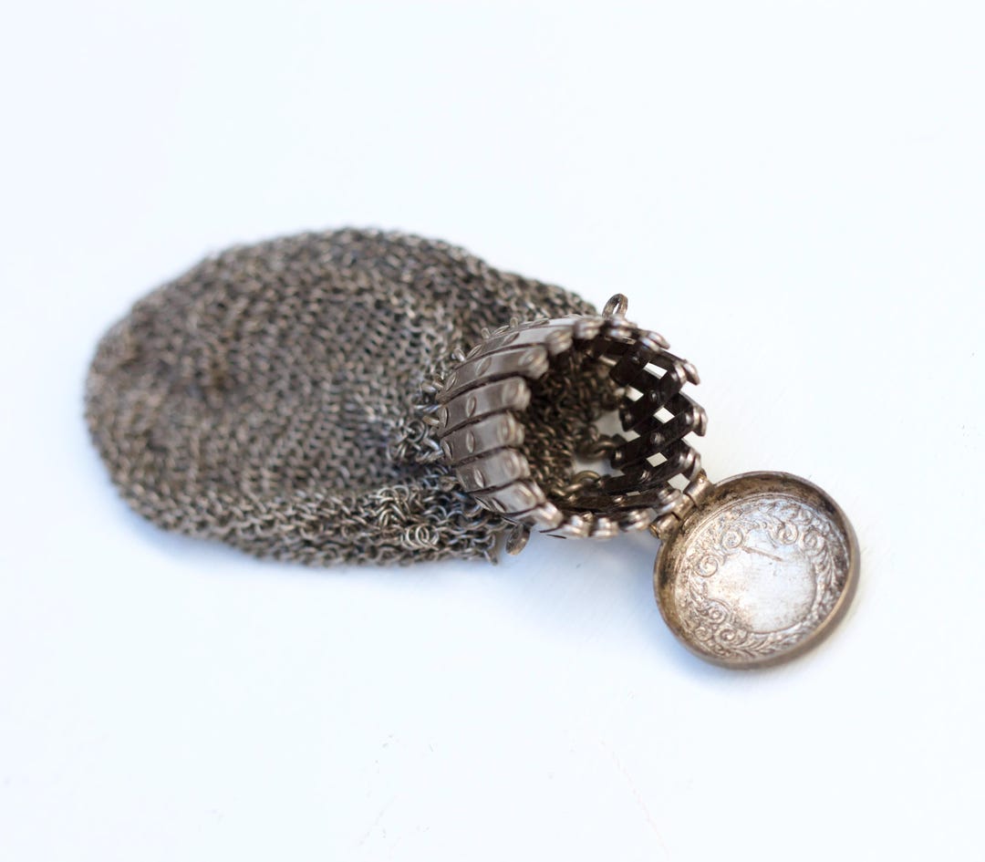 Salvage Chainmail Mesh Coin Purse With Accordion Closure Gate - as ...