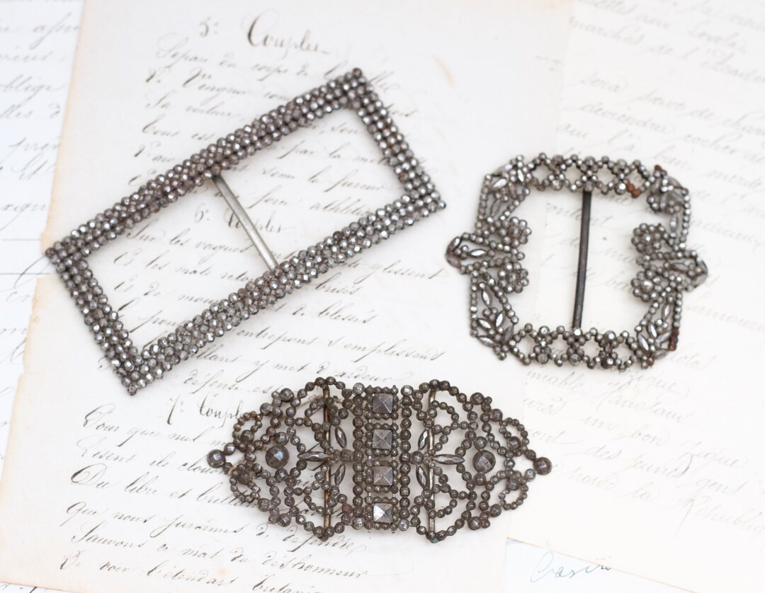 Victorian Cut Steel Large Buckles Set of 3 - Antique Altered Couture ...