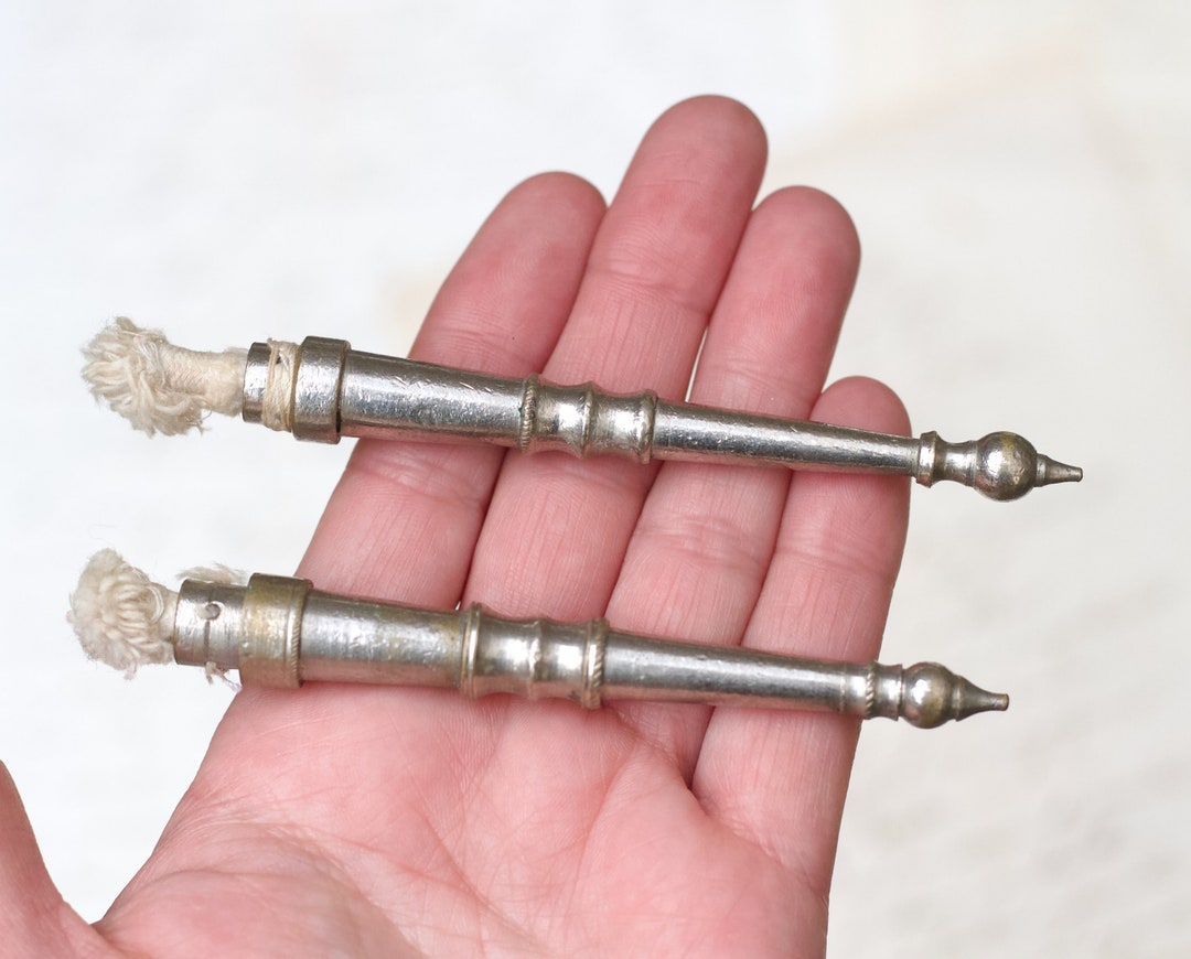 Pair of Antique Pendulums 4 Inch Silver Tone Brass - Drapery Curtain ...