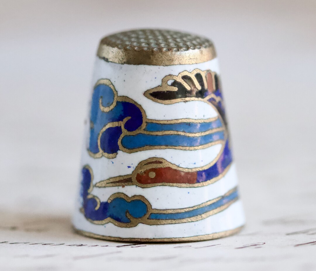 Flying Crane Cloisonne Thimble - Vintage Enamel Decorative Collectible Thimble - Etsy