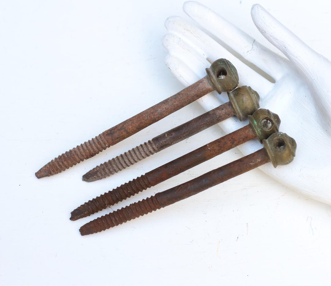 Set of 4 Steampunk Reclaimed Giant Screws Salvage From 1950s Furniture ...
