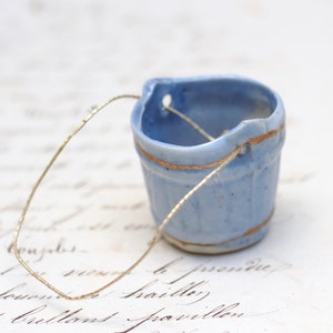 Miniature Porcelain Bucket in Light Blue - Vintage Rustic Dollhouse ...
