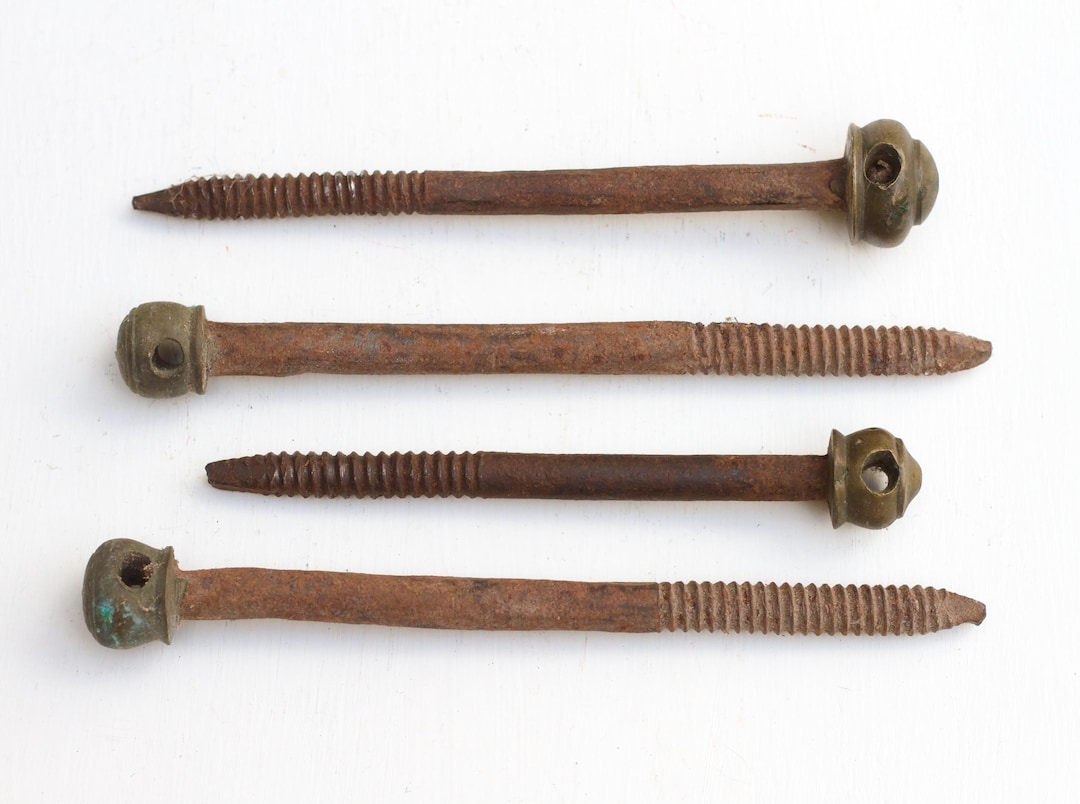 Vintage Steampunk Screws (set of 4) – Reclaimed Brass Head Hardware - Etsy
