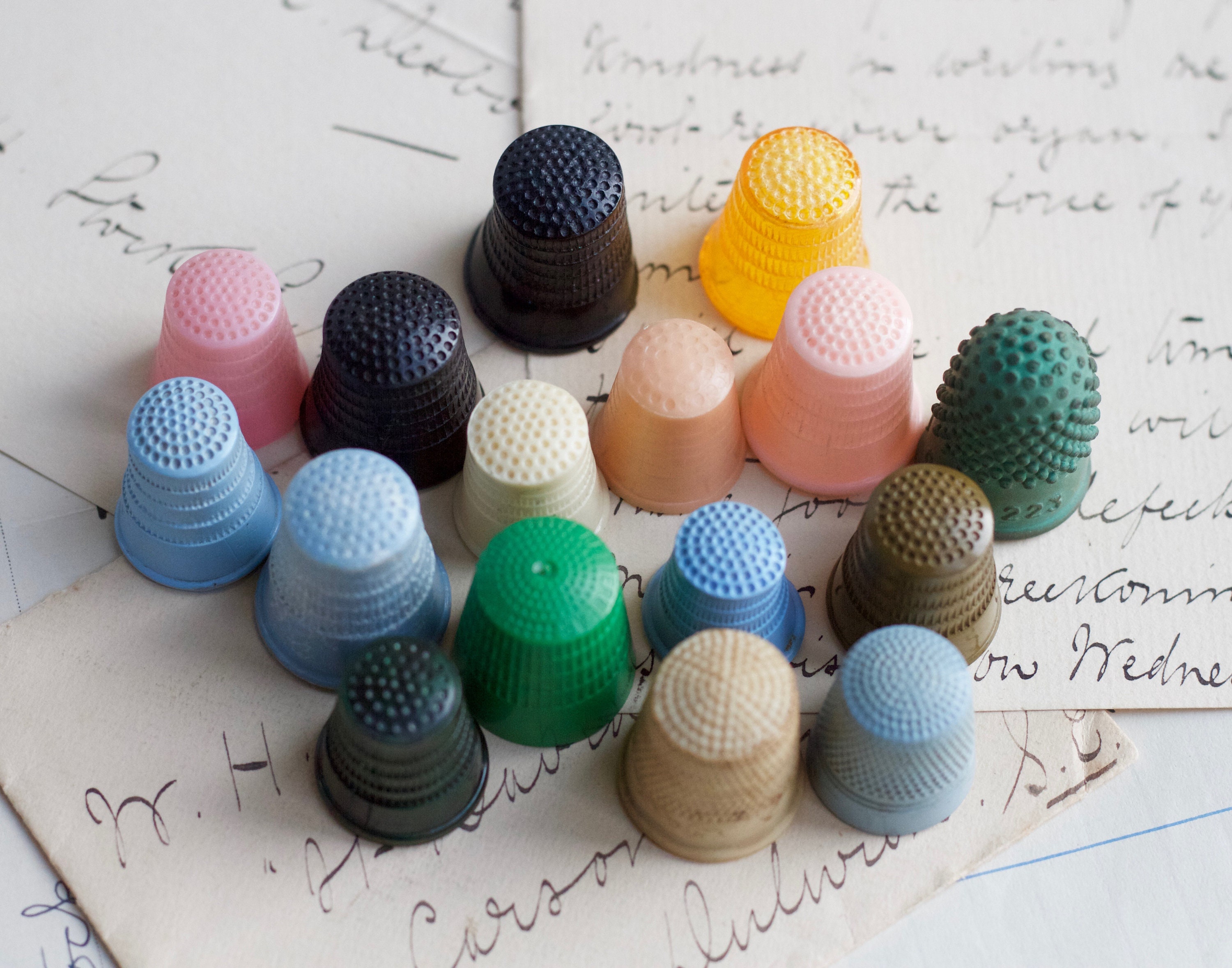 Vintage Plastic Thimbles Colorful Instant Collection of 16 | Etsy