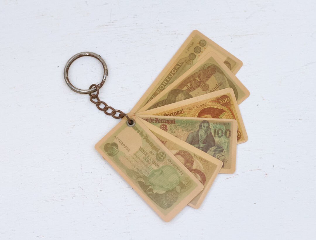 Miniature Bank Notes 70s Keychain - Bank of Portugal Money Keyring ...
