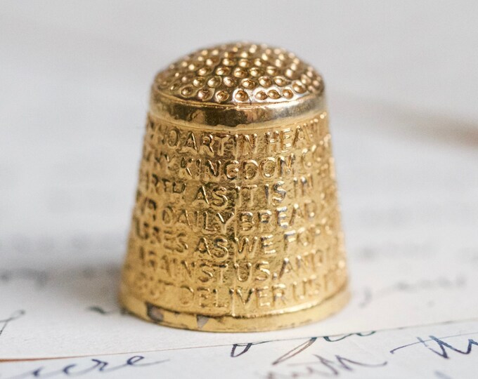 The Lord's Prayer Gold Thimble Vintage Pewter Decorative Collectible ...