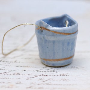 Miniature Porcelain Bucket in Light Blue - Vintage Rustic Dollhouse ...