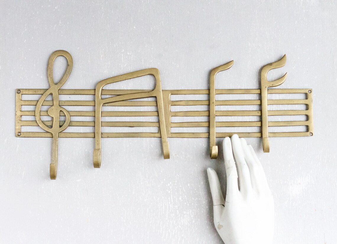 Brass Music Notes Wall Rack Musical Coat Hooks vintage | Etsy