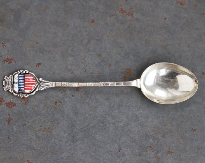 USA Shield Spoon - Sterling Silver 925 - Vintage Dips Spoon - American ...