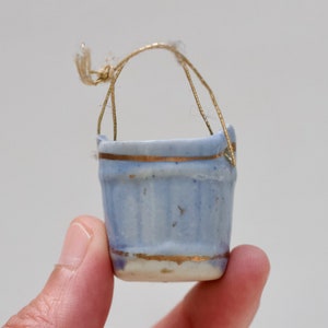 Miniature Porcelain Bucket in Light Blue - Vintage Rustic Dollhouse ...