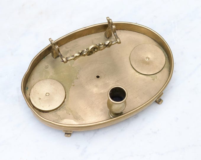 18th Century Brass Standish or Desk Writing Set Antique Quill Pen ...