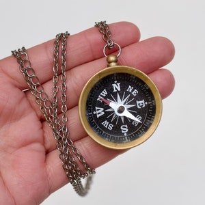 Your Tubbo Magnetic Compass Necklace Brass and Glass Case Hiking ...