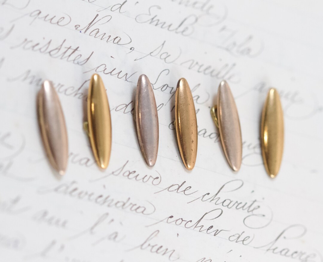 Late Victorian Buttons 22mm Set of 6 Gilt Brass Oval Buttons Long ...