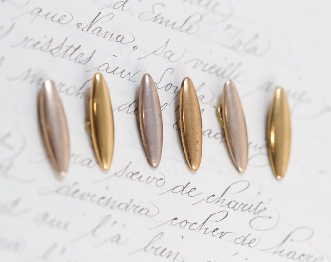 Late Victorian Buttons 22mm - Set of 6 - Gilt Brass Oval Buttons - Long ...