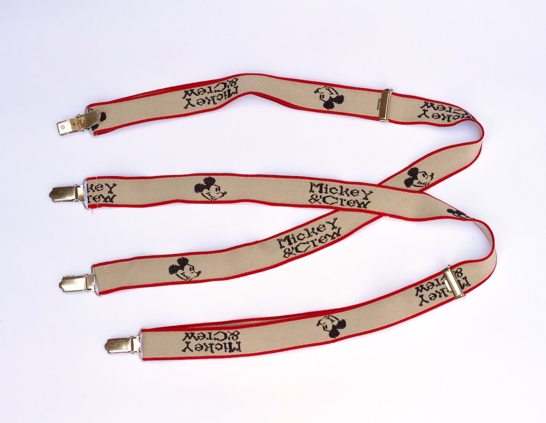 Mickey Mouse Suspenders - 80s Vintage Disney Braces in Beige and Red ...