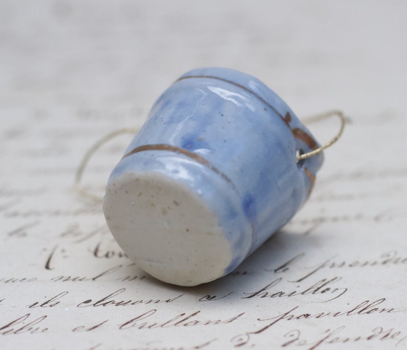 Miniature Porcelain Bucket in Light Blue - Vintage Rustic Dollhouse ...