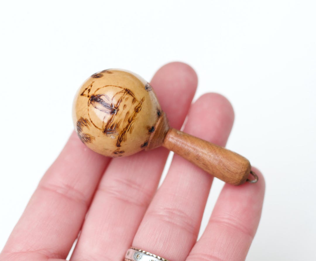 Tiny Maraca Fob Pendant - Miniature Musical Shaker Rattle With Palmtree ...