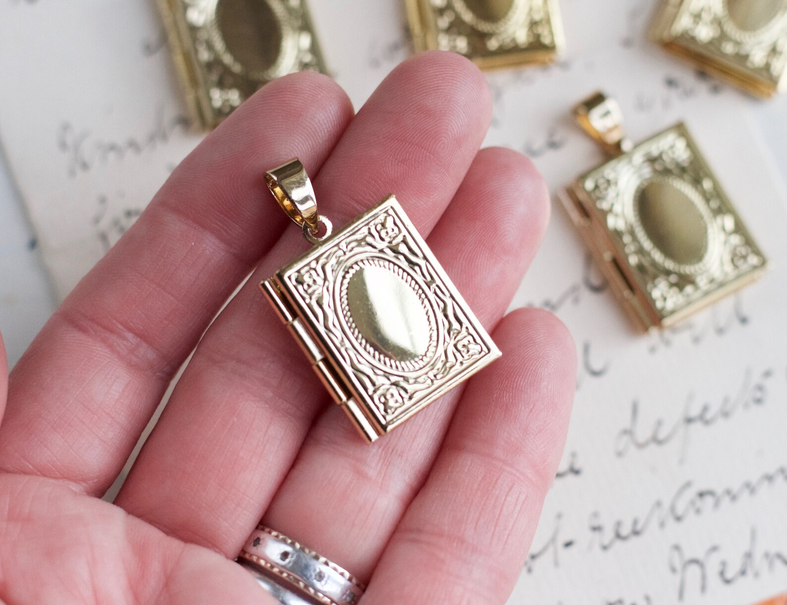 Rectangle Photo Locket Lot of 5 Pcs Lockets Gold Tone Book - Etsy