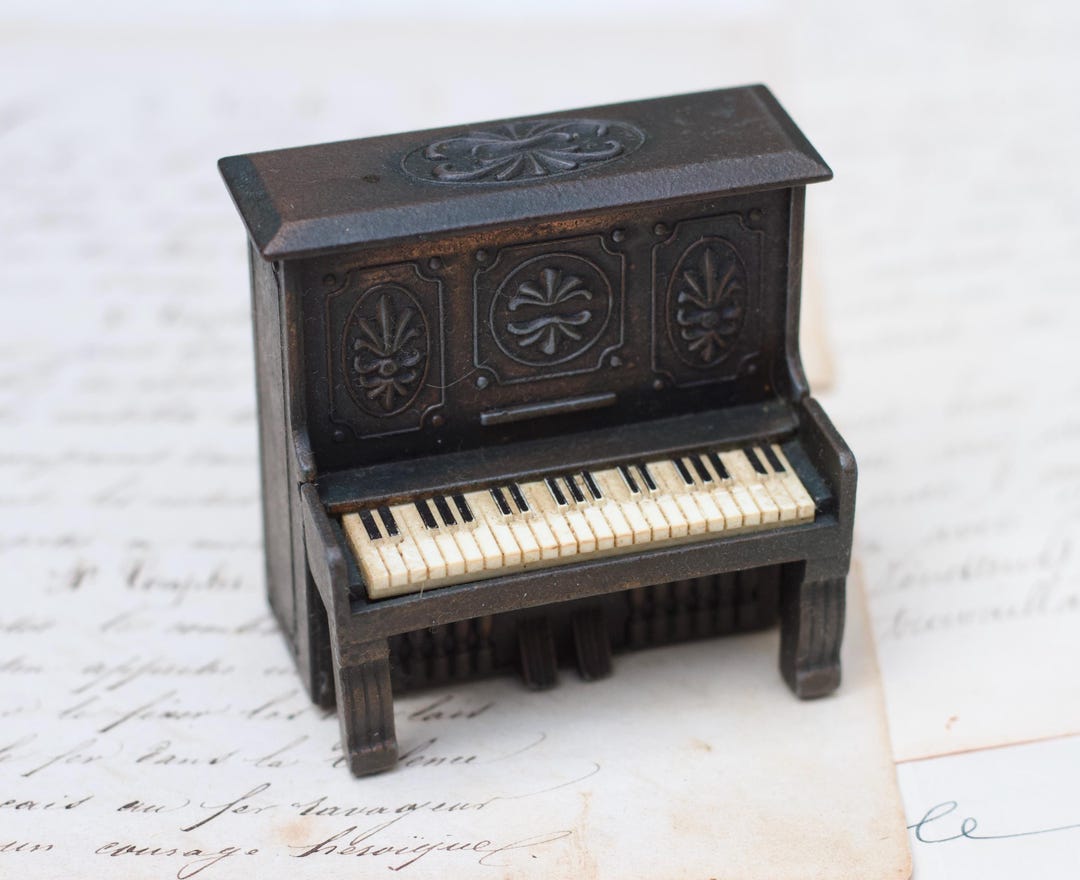 Antique Upright Piano With Patina - Die Cast Miniature Dollhouse Shop ...