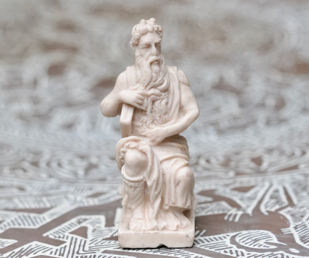 Michelangelo Moses Statue Miniature Ornament - Faux Marble Resin ...
