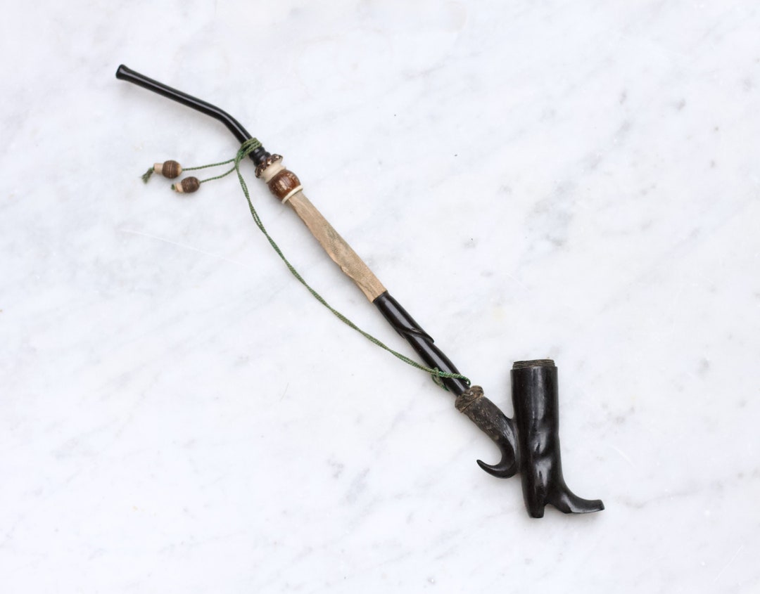 Black Riding Boot Smoking Pipe Bakelite and Wood - Antique Cavalier ...