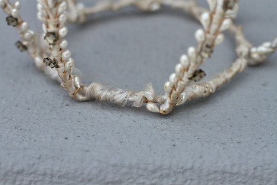 Antique Bridal Queen Crown - Ivory White Pearls and C… - Gem