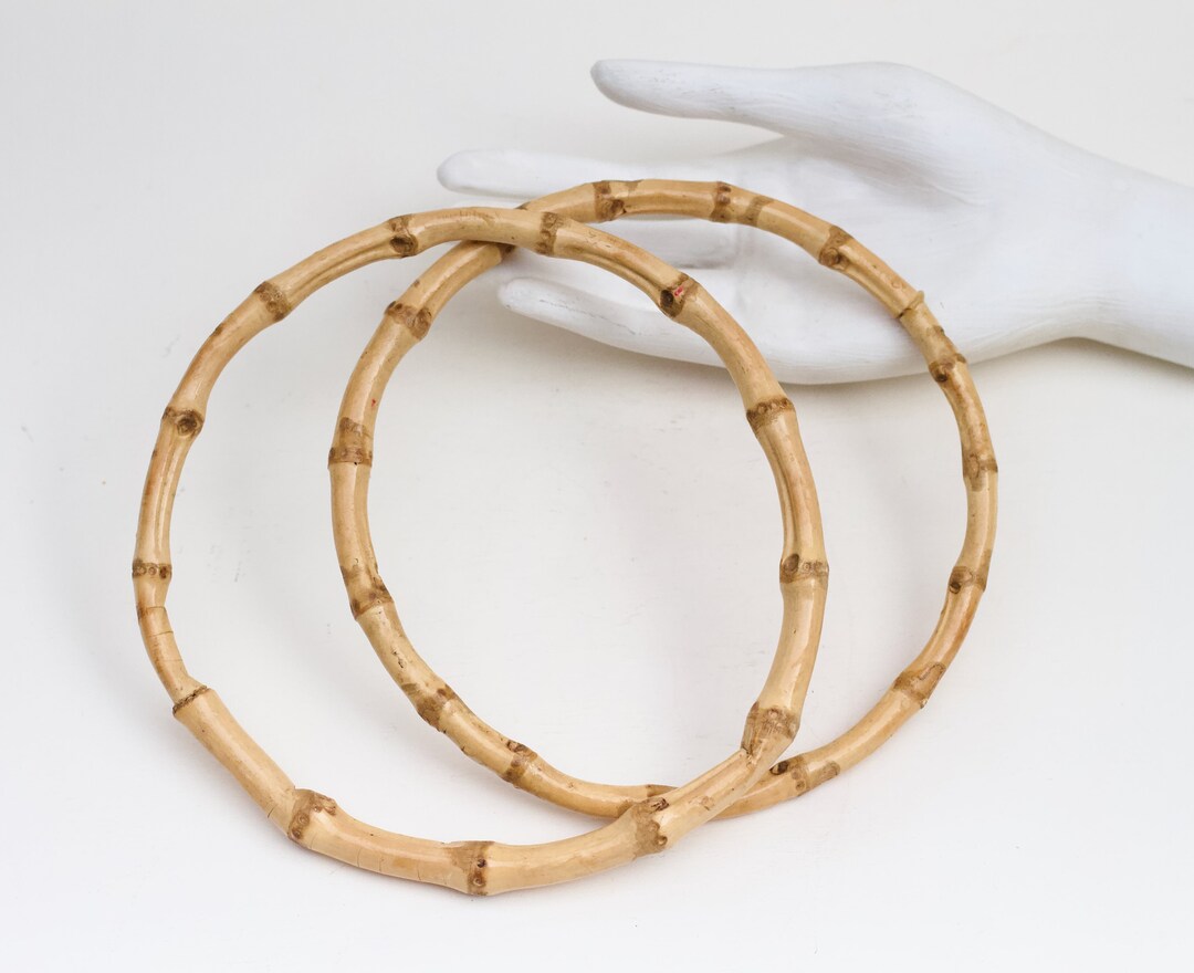 Round Bamboo Bag Handles 7 Inch Hoops in Beige Set of 2 or One Pair ...