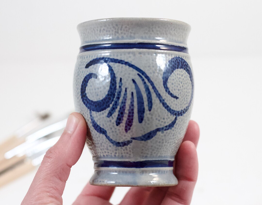 Original Gerzil Staffel Stoneware 90mm Small Vase Cobalt Blue Over Gray ...