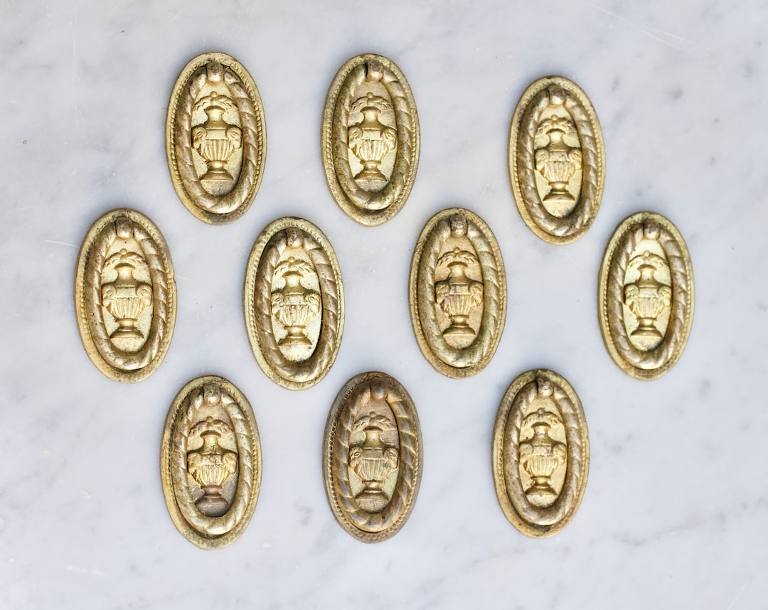 Art Nouveau Oval Drawer Pull Handles Set of 10 Gold Tone - Etsy