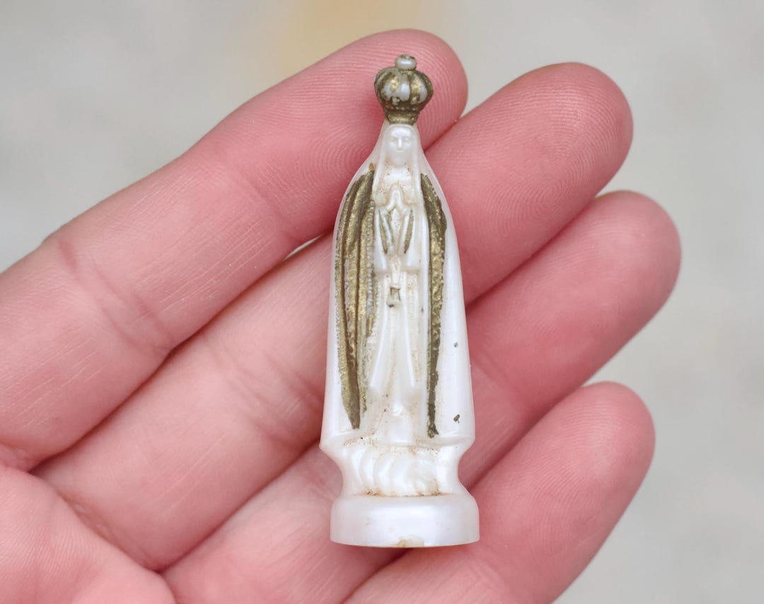Tiny Virgin Mary Figure - Miniature Statue Ornament Our Lady of Fatima ...