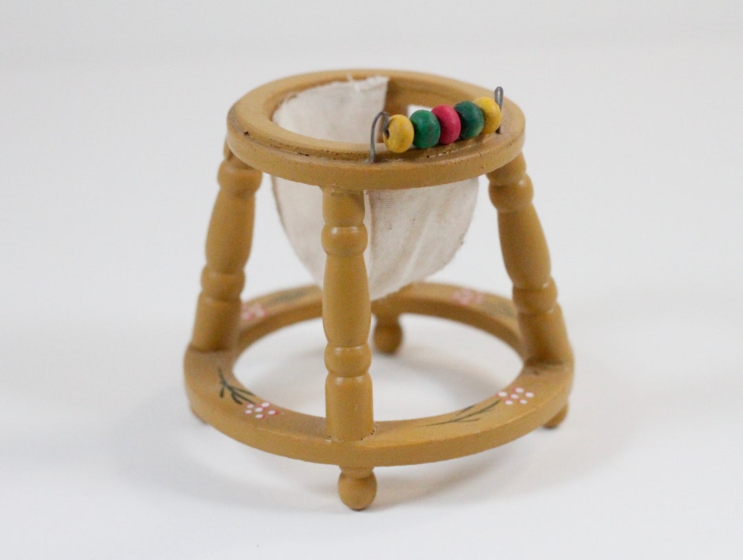 Miniature Wooden Baby Walker – Mustard Yellow Dollhouse Nursery Decor ...