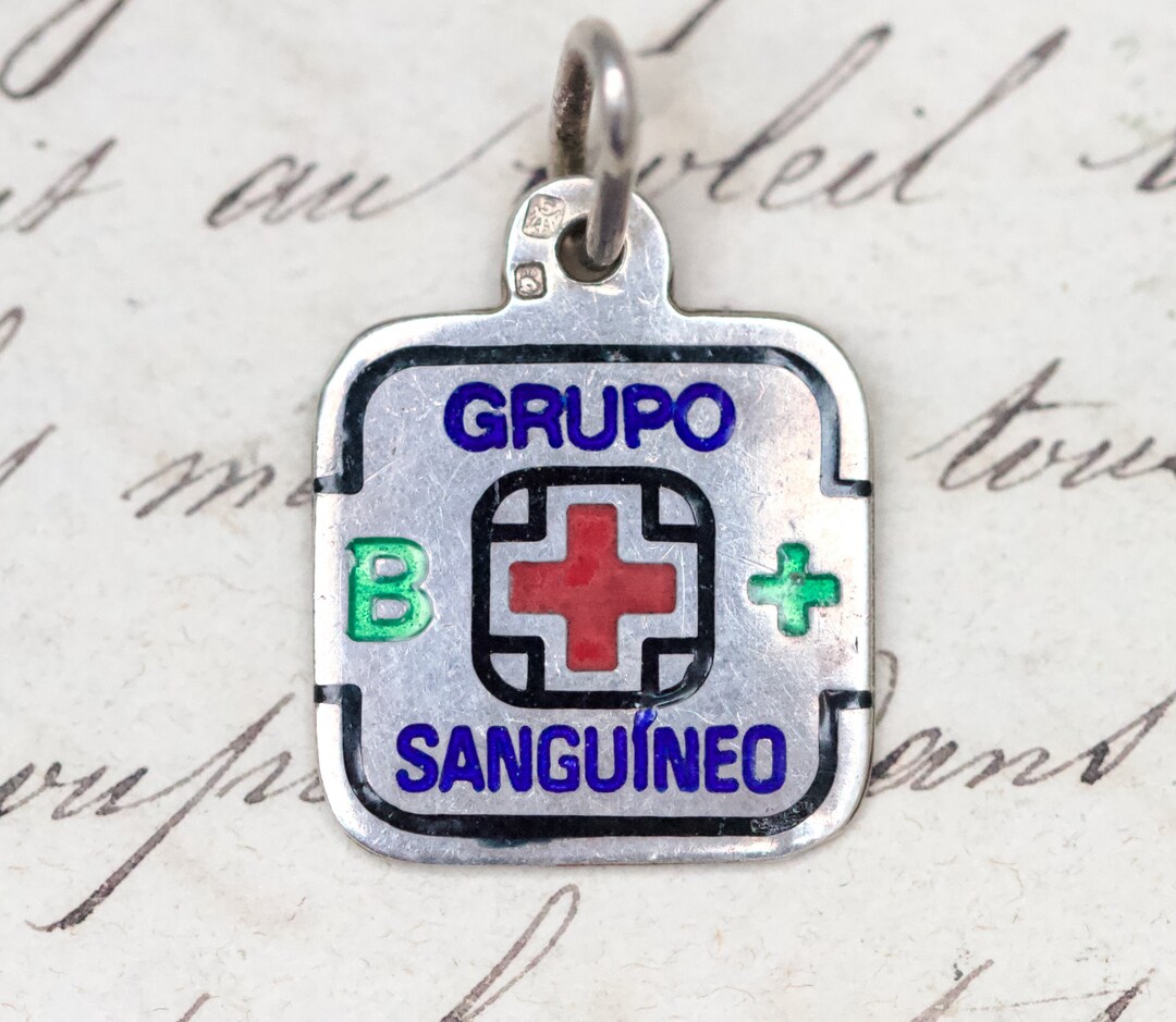 Blood Type B+ Medal Pendant - Sterling Silver B Positive Square ...