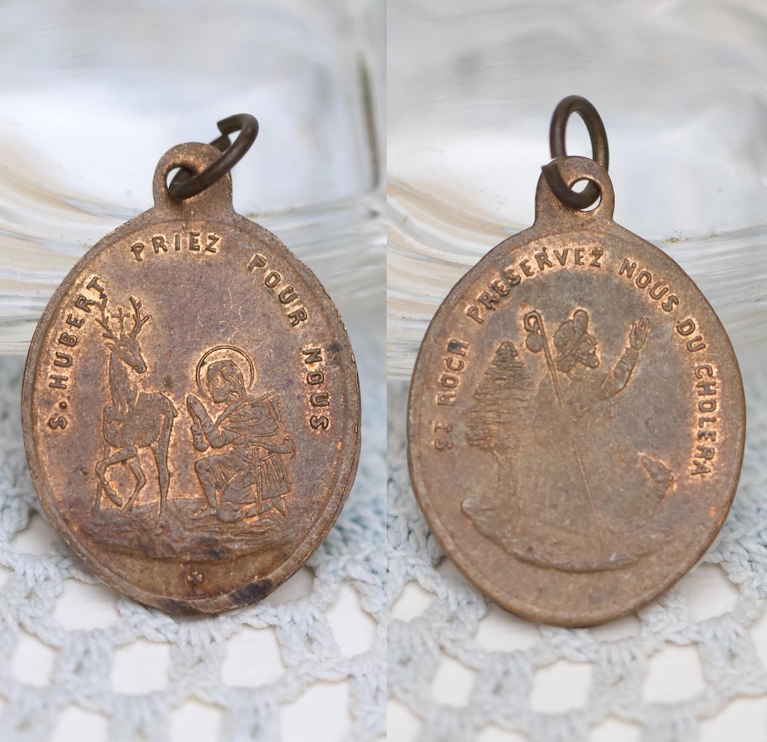 1800s Rare Old St. Hubert/st.roch Patron Saint of Dogs Religious Medal ...