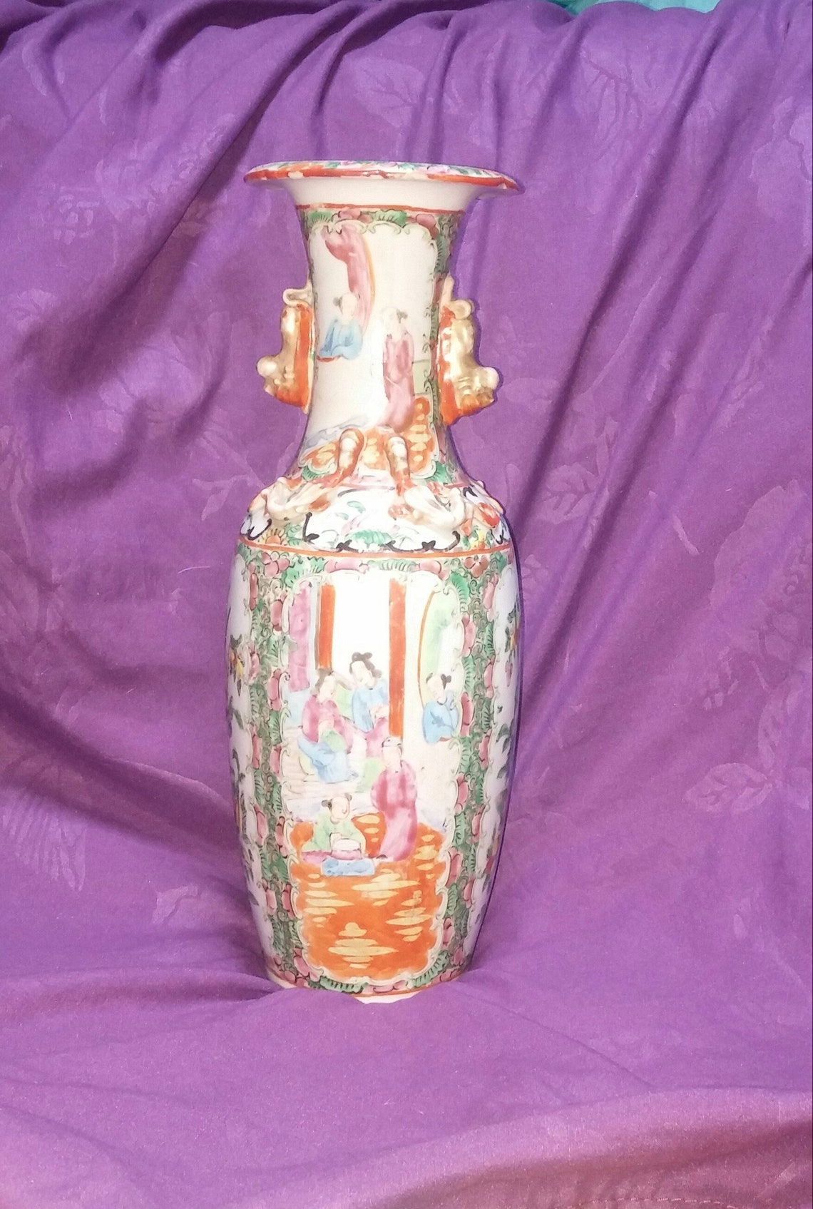 Antique Chinese Vase Rose Mandarin Hand Painted Porcelain | Etsy