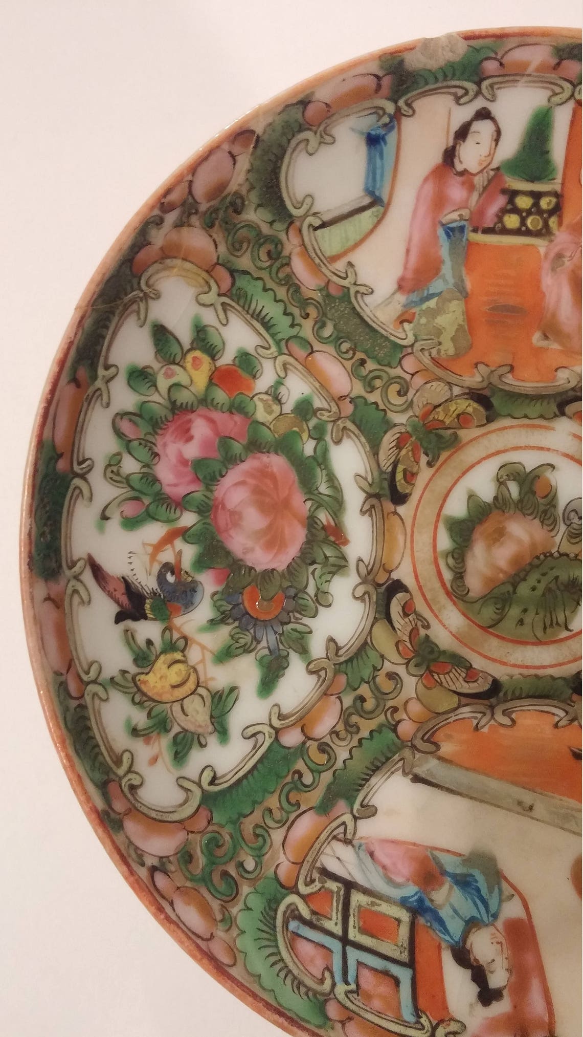 Antique Chinese Porcelain Saucer Rose Mandarin Asian Victorian - Etsy