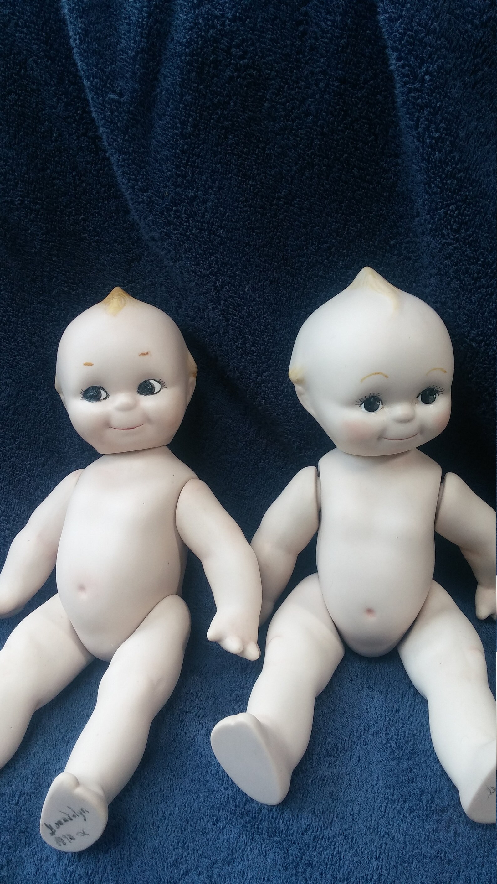 Pair of Kewpie Style Dolls Matching Porcelain Jointed Dolls Vintage ...