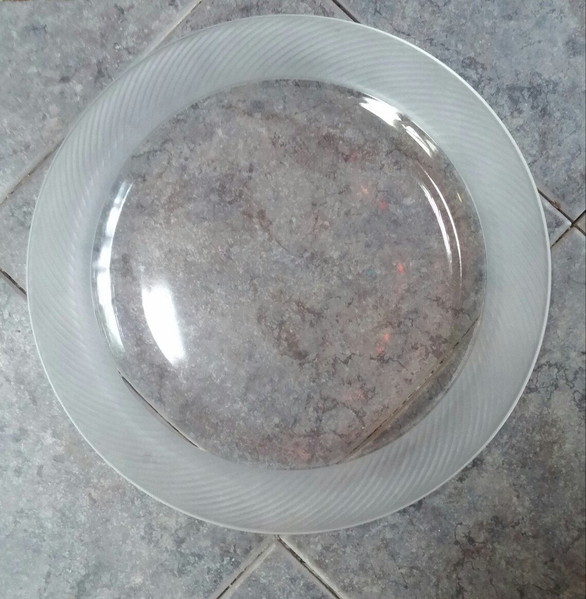 Large Glass Serving Platter 14 Inch Solid Clear Frosted Edge Glass ...